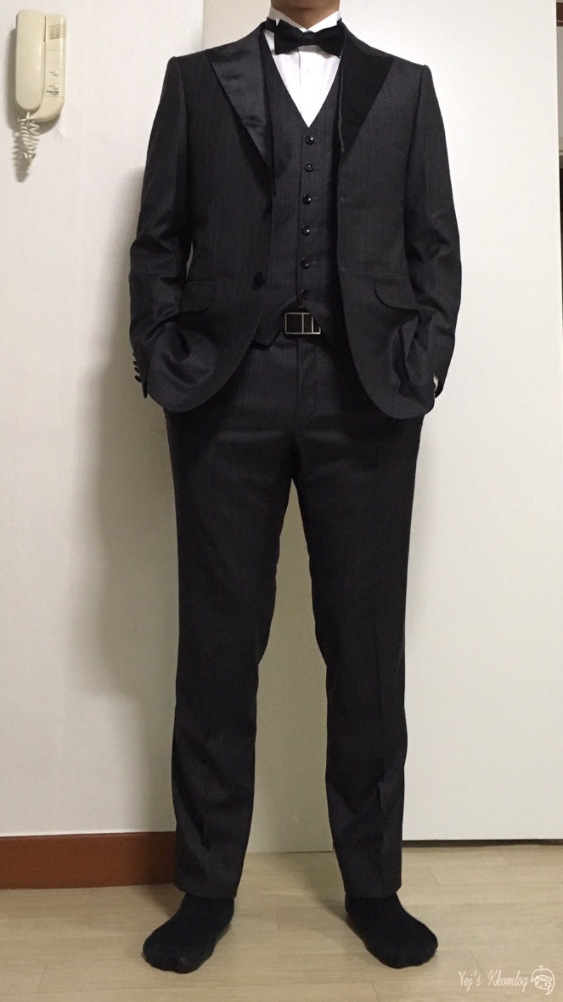 W 135 신랑 맞춤 예복완성 진회색 줄무늬 정장 결혼식 본식 후기 네이버 블로그
