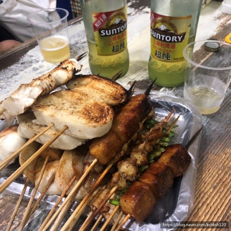 [상해 복단대 유학일기] 중국에서 꼭 먹어야하는 꼬치, 양꼬치, 야식 추천, 복단대 맛집,상해맛집 내 최애 꼬치집(小马烧烤 ...