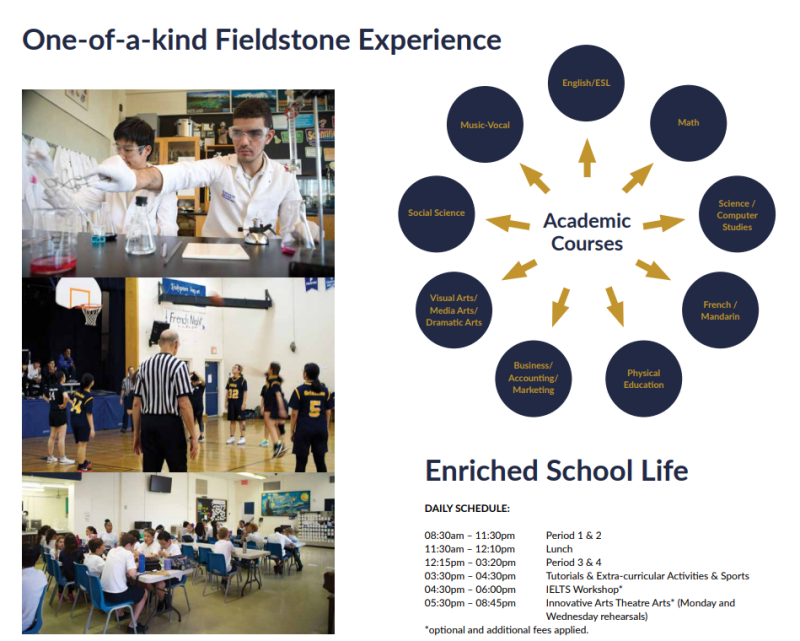 캐나다 토론토 노스욕 지역에 위치한 캠브리지 A레벨 수업을 제공 하는 필드스톤스쿨 Fieldstone King’s College ...