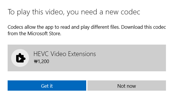 Windows10에서 HEVC codec missing 오류 해결하기 : 네이버 블로그