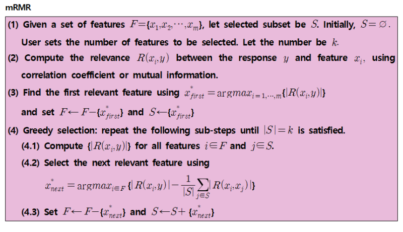 [머신러닝] Minimum-redundancy-maximum-relevance (mRMR) : 네이버 블로그