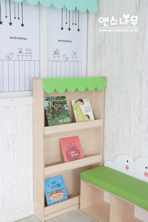 별밭어린이집도서관환경구성구름책꽂이소파벤치책진열대책꽂이유치원도서관앤스나무도서관가구어린이도서환경구성유아책장도서책꽂이