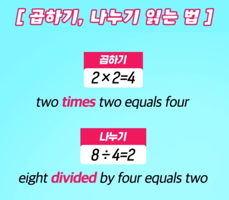 영어로 숫자읽기 숫자 영어 더하기 빼기 곱하기 나누기 네이버 블로그