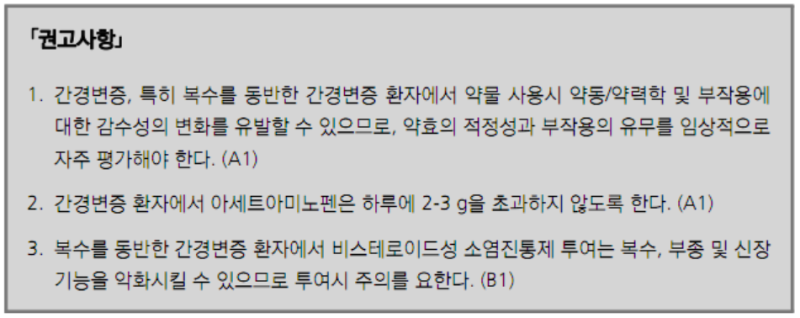 간경변증(간이 안좋은) 환자에서 해열진통제 사용 : Acetaminophen, NSAIDs : 네이버 블로그