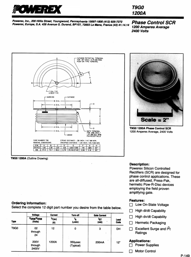 PRX T9G0181203DH 판매중 미국 파워렉스 사이리스터 THYRISTOR SCR : 네이버 블로그
