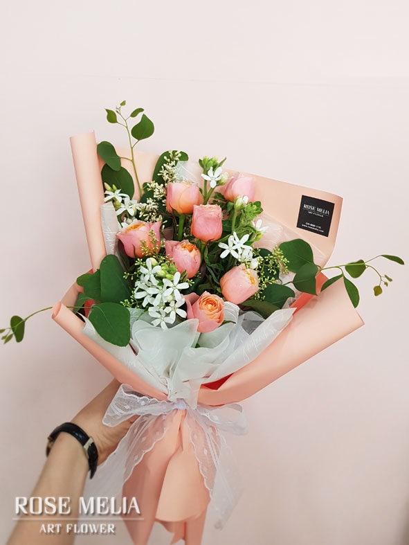 인천꽃집피치색 부부젤라장미 꽃다발프로포즈생일축하여자친구 꽃선물간석동 꽃집 로즈멜리아 네이버 블로그