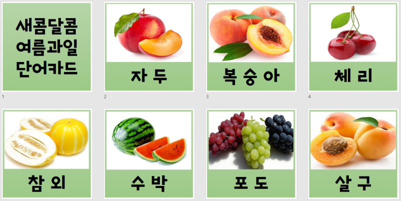 여름 과일 단어카드 여름 과일 낱말카드 여름 과일 알아보기 루나놀이터 네이버 블로그