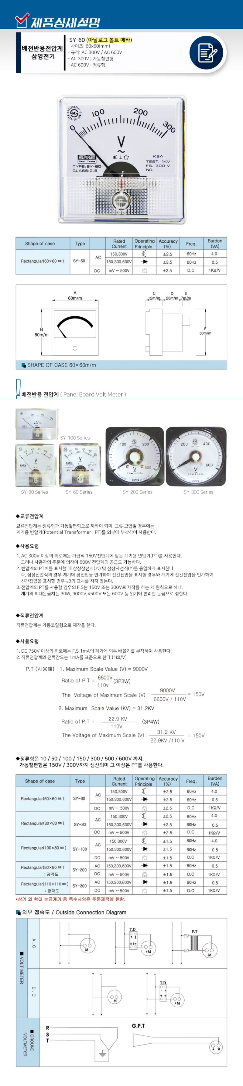 [삼영전기] SY-60 전압계 (아날로그 볼트 메타) : 네이버 블로그