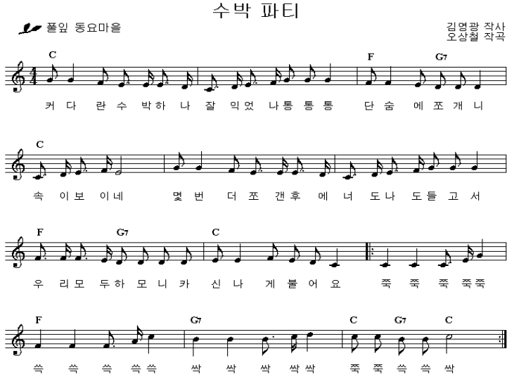 7월 여름 동요 악보즐거운 여름 수박파티싱그러운 여름그러면안돼고기잡이 등 네이버 블로그