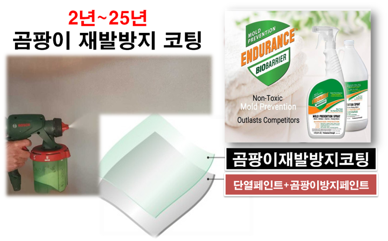 블로그를 보고 연락드립니다 5년보증 벽 곰팡이 방지 페인트 5년 후에는 곰팡이 방지 페인트의 경년적 經年的 성능 저하에