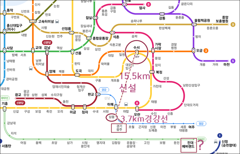 수서 광주 복선전철 예타 통과 수광선 연장 용인 에버랜드 영향은 네이버 블로그