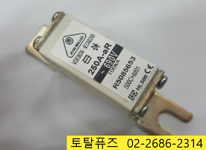 R5085653 , JEAN MULLER FUSE VDE0636-IEC60269 ,250A aR, 690V , 100KA ...