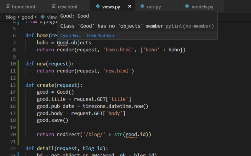 파이썬 장고 python django NameError at /create/에러 : 네이버 블로그