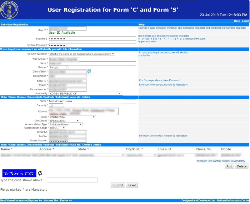 인도에서 FRRO (외국인 등록)을 위한 C-Form 발급 받는 방법 : 네이버 블로그