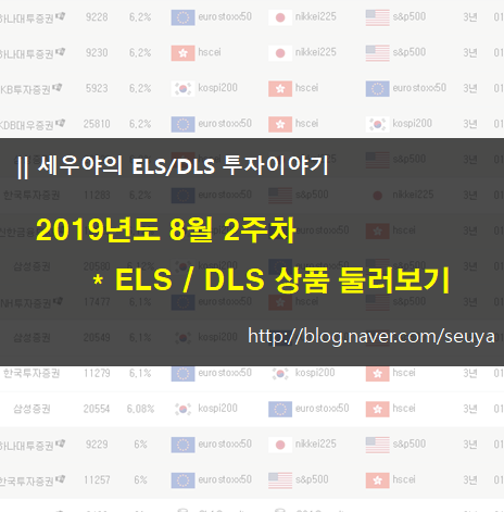19년 8월 2주차 - ELS / DLS 추천 상품 안내 (저낙인 기준) : NH투자증권(KI 45%) : 네이버 블로그