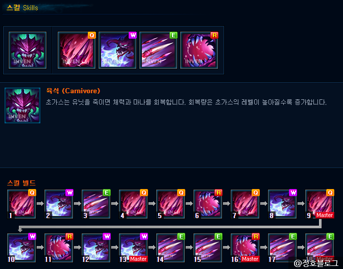 롤 시즌9 칼바람 나락 초가스 룬 템트리 스킬트리 공략 리그오브레전드 네이버 블로그