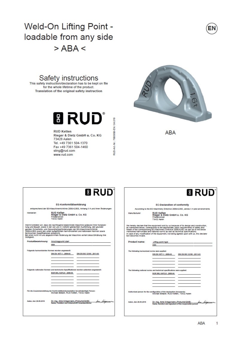 RUD/Lifting Point/루드/리프팅포인트/회전형 아이볼트/아이볼트 /용접 러그 /용접용 러그 /리프팅 러그 /ABA ...