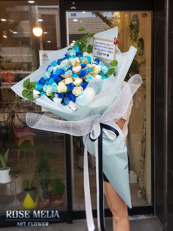 인천꽃집 블루장미 자이언트꽃다발 대형꽃다발 파란장미꽃다발 비누꽃다발 비누장미 생일축하꽃다발 프로포즈 인천꽃배달