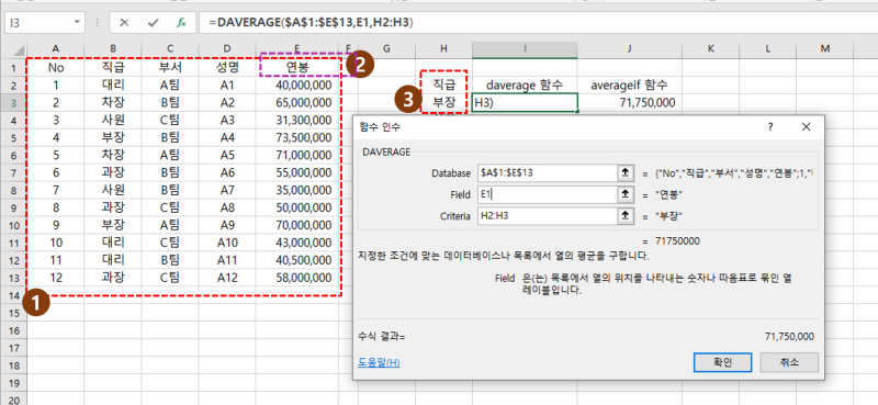 엑셀2019 조건에 해당되는 평균값을 구하는 함수 Daverage Vs Averageif Vs Averageifs 네이버 블로그