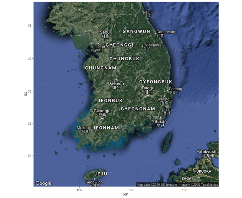 ggmap으로 한글주소를 좌표로 자동 변환하기 + 위치별로 색깔 다르게 표시하기 + 위치에 이름 추가하기 : 네이버 블로그