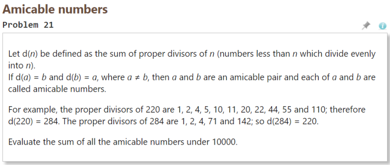 [PE 21] 완전수,친화수,사교수 - Amicable numbers : 네이버 블로그