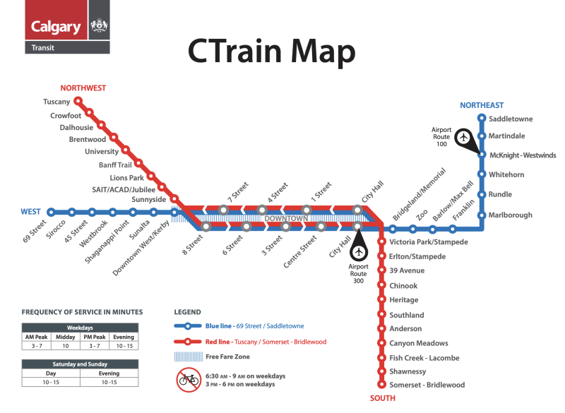 캘거리 대중교통: 씨트레인 C-Train 노선표와 가격, 이용방법 : 네이버 블로그