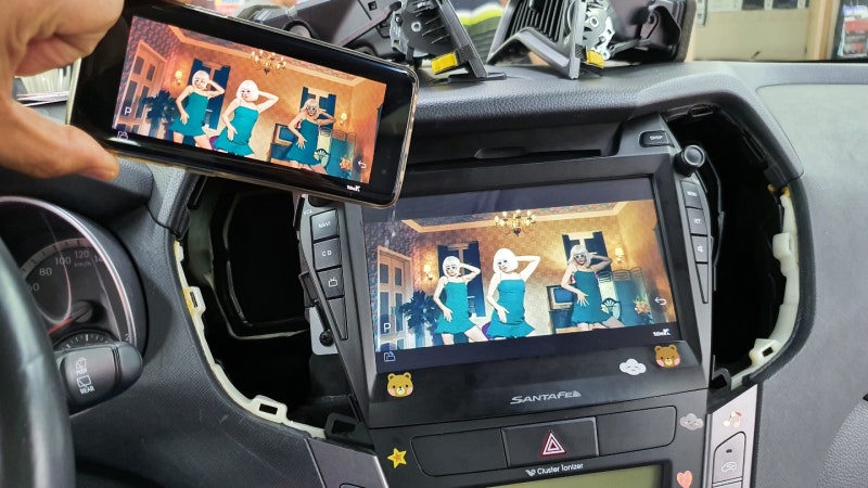 싼타페 DM 스마트폰 미러링 내비게이션으로 매립하기_ 대구 JY T6000 : 네이버 블로그
