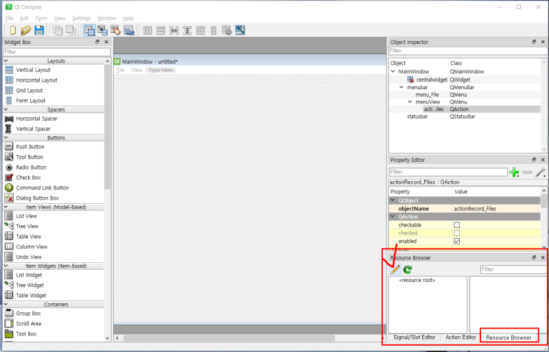 [PyQT Designer] Menu bar / Tool bar 연동 : 네이버 블로그