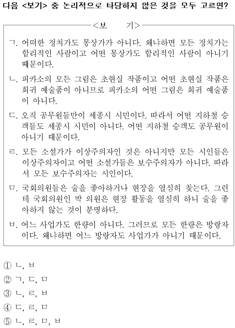 Psat 입법고시 기출문제 해설 2018년 언어논리 29번 타당성 네이버 블로그