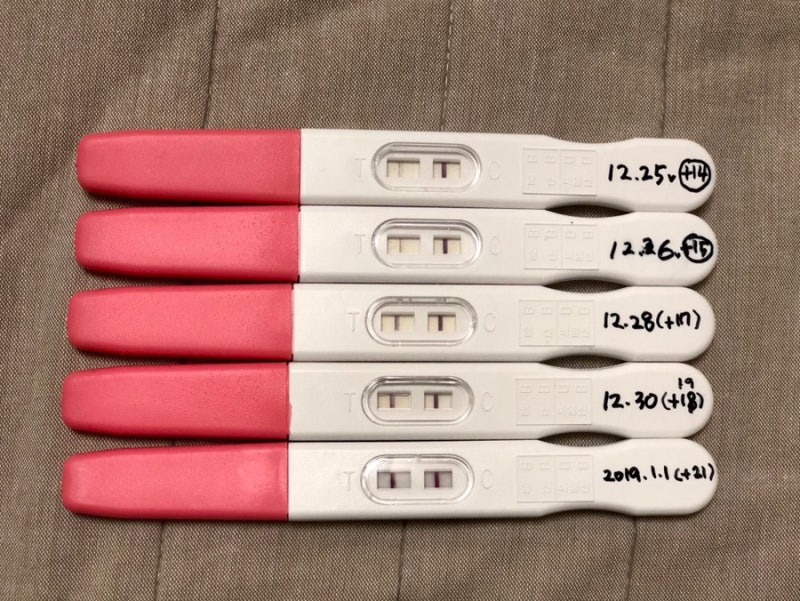 임신테스트기 사용시기정확도 임테기 배란 20일차 이후 진해진 두줄 네이버 블로그