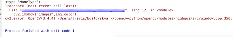 OpenCV with Python error: (-215:Assertion failed) size.width>0 && size ...
