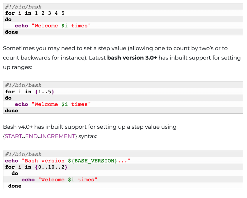 Bash for loop : 네이버 블로그