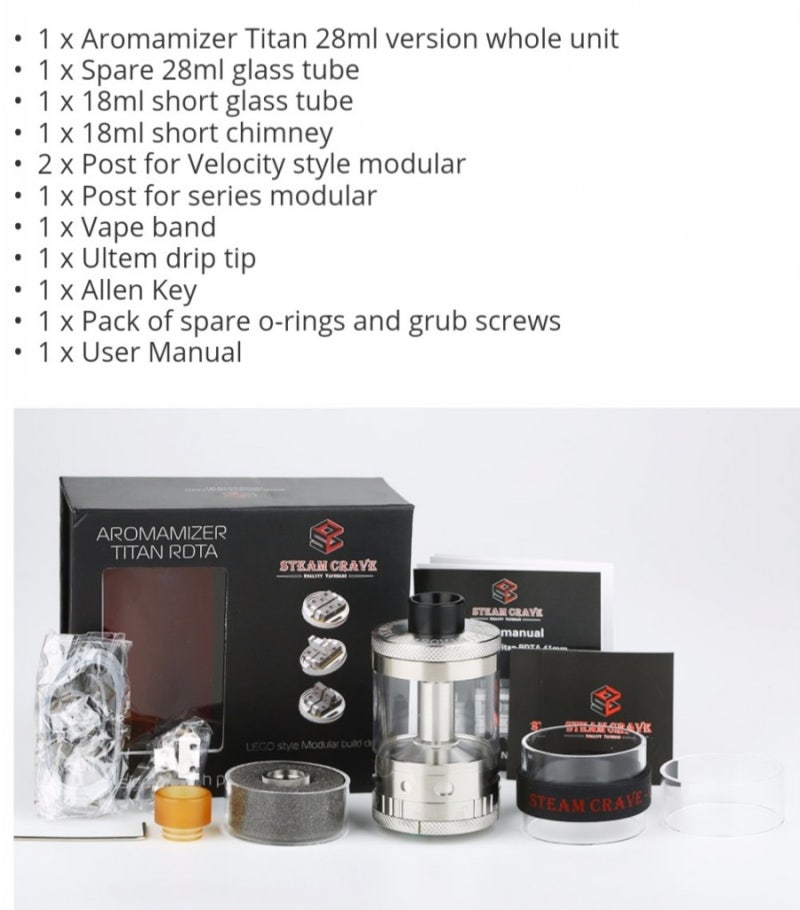 TITAN RDTA AROMAMIZER 트리탄 탱크 슈퍼킹 탱크 60ML용량의 대용량 탱크 모던베이프 마창진점 : 네이버 블로그