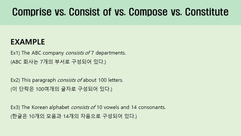 [영어공부][영어표현]comprise vs. consist of vs. compose vs. constitute : 네이버 블로그