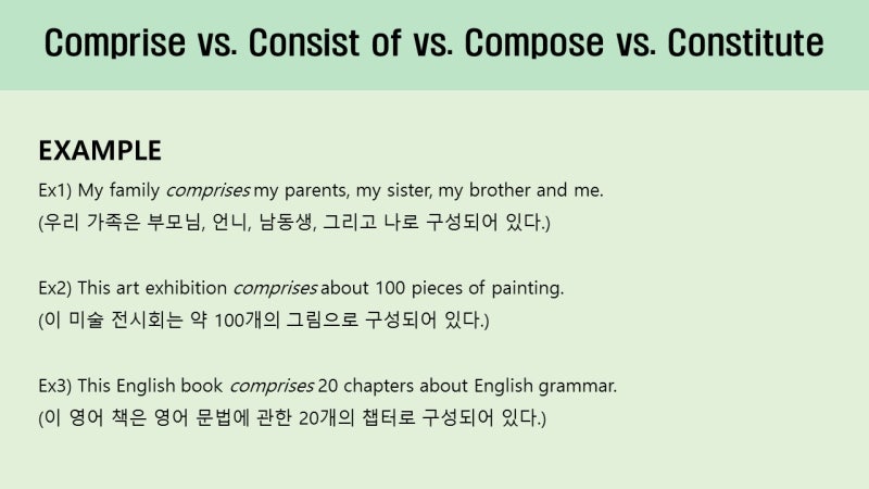 [영어공부][영어표현]comprise vs. consist of vs. compose vs. constitute : 네이버 블로그