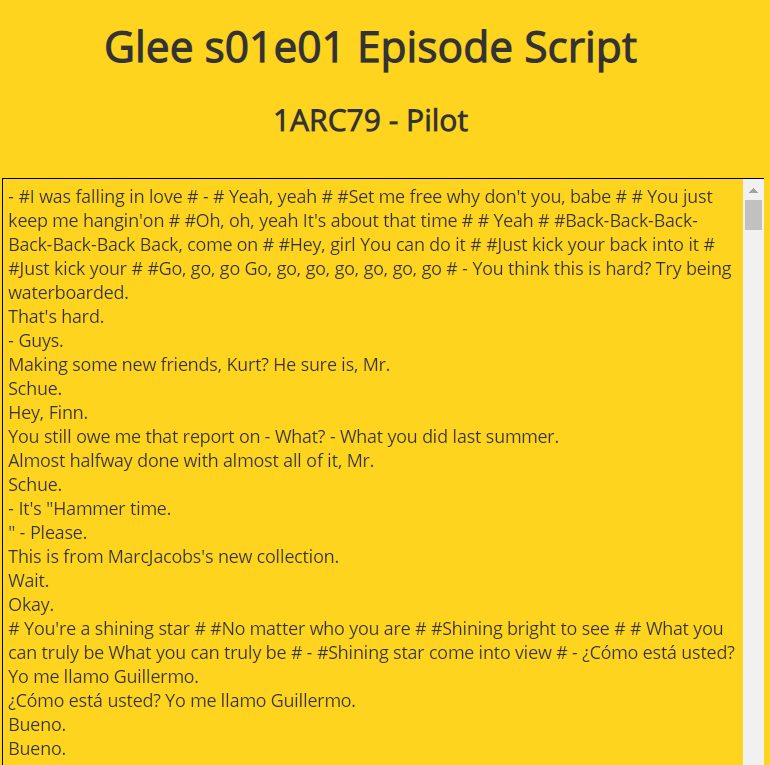 미드 글리 (Glee) - 대본 사이트, 스크립트script 사이트 링크 : 네이버 블로그
