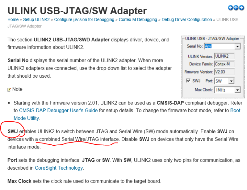 Keil compiler 디버그 옵션 - SWJ(Serial Wire Jtag) 설정, SWD/JTAG Communication ...