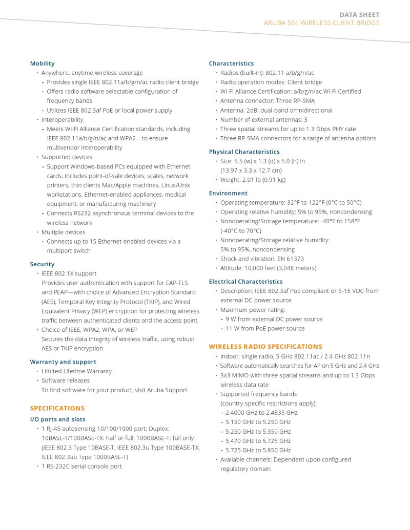 HPE Aruba / 501 Wireless Client Bridge (802.11ac 1.3Gbps) : 네이버 블로그