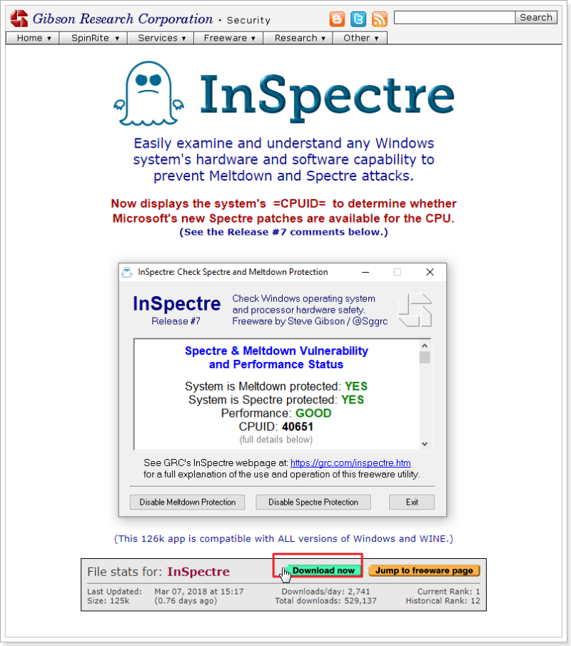 윈도우10 멜트다운 / 스펙터 보안패치 확인 프로그램 [ InSpectre ] : 네이버 블로그