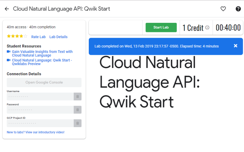 MISSION 2. Cloud Natural Language API: Qwik Start : 네이버 블로그