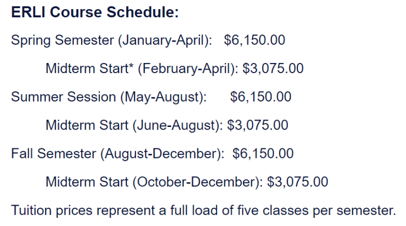 [항공유학] Embry Riddle 부설어학원 ERLI 일정, 학비 : 네이버 블로그
