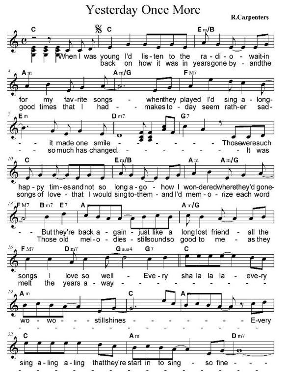 Old Pop : Yesterday Once More-Carpenrs : 네이버 블로그