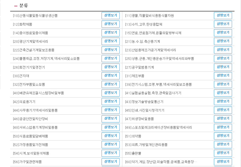 나라장터 물품분류번호의 속성 구분하기 물품서비스 네이버 블로그