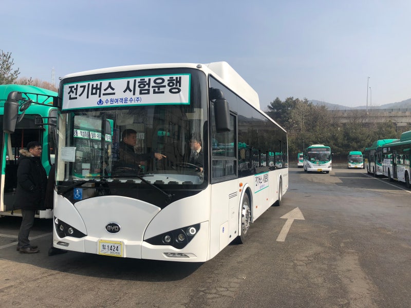 수원여객 전기버스 시험운행 - BYD ebus-12 (2019.2.25 파장동 북부차고지) : 네이버 블로그