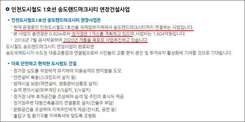 인천지하철 1호선 연장 송도국제도시 송도랜드마크시티 2020년 개통 예정 공정률 71 넘어 네이버 블로그