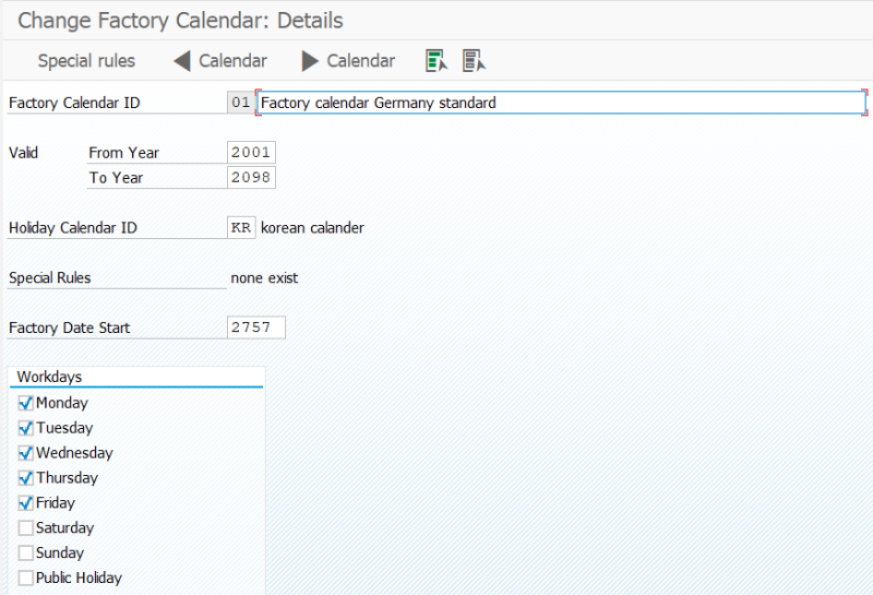 [SAP ABAP] Factory Calendar 셋팅법 이해 : 네이버 블로그