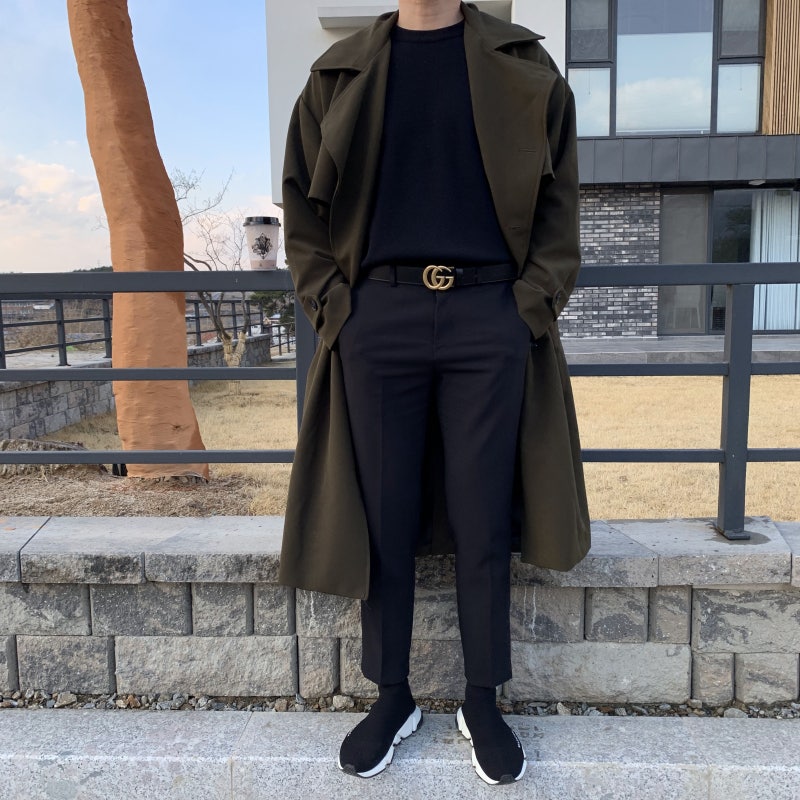 남자 트렌치코트 코디구찌 벨트밴딩 슬랙스발렌시아가 스피드러너 유뱅의 데일리룩 블로그 네이버 블로그
