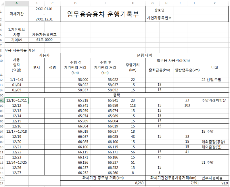 법인차량 운행일지 양식과 작성 방법 국세청 양식 첨부 네이버 블로그