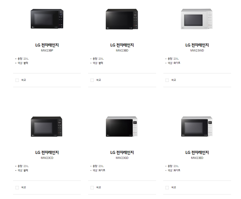 LG전자레인지 MW22CD , MW23GD , MW25S 외 7종 제품비교분석 : 네이버 블로그