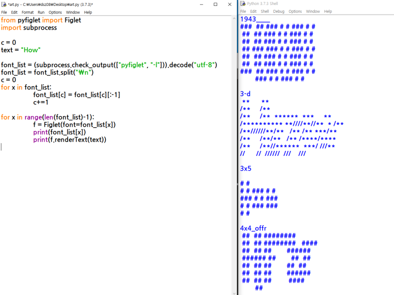 [Python] 파이썬 pyfiglet로 시각적 아스키 아트 표현 : 네이버 블로그